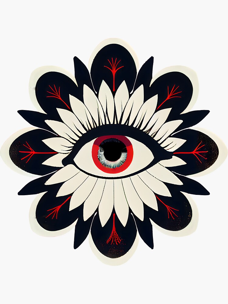 "Black and white flower with a red eye" Sticker for Sale by Wmcs91 ...