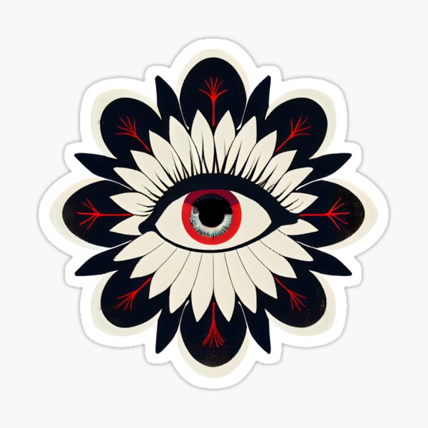 "Black and white flower with a red eye" Sticker for Sale by Wmcs91 ...