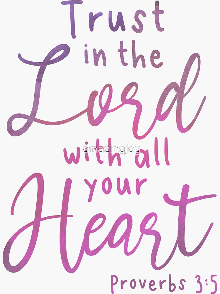 "Proverbs 3:5 Watercolor Calligraphy - Pink" Sticker for Sale by ...