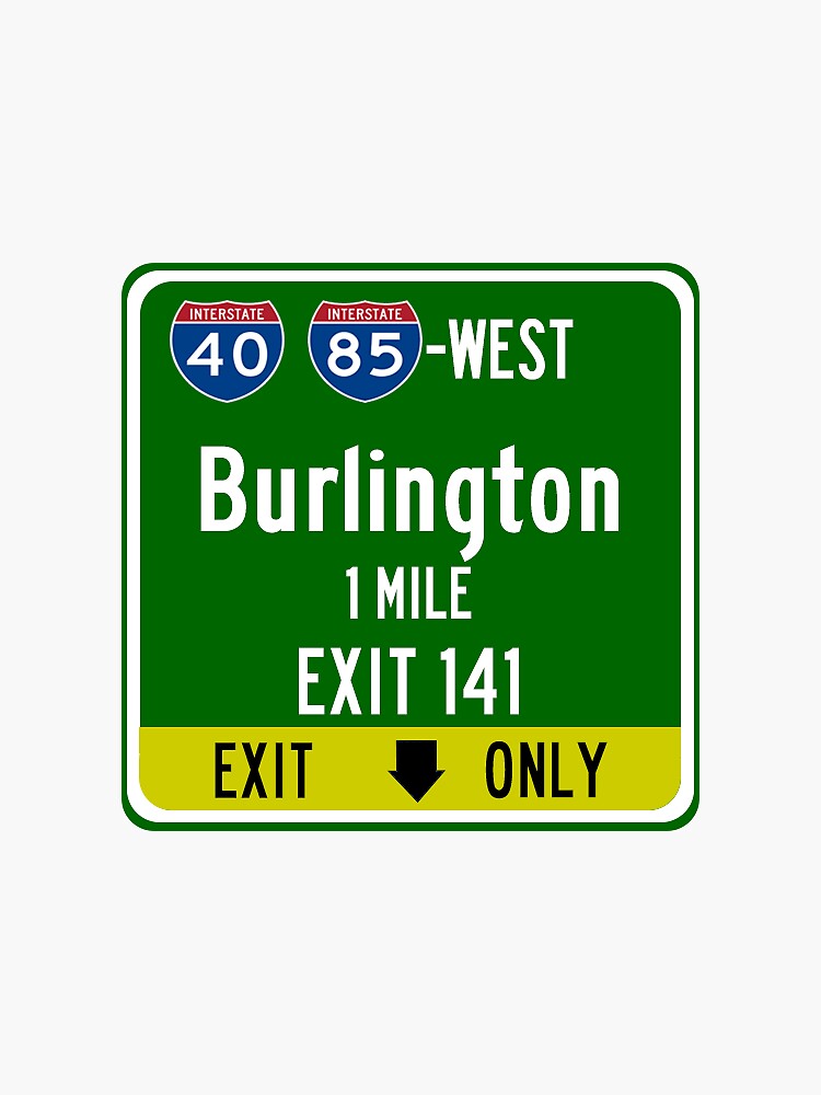 "Burlington Road Sign " Sticker for Sale by apar10 | Redbubble