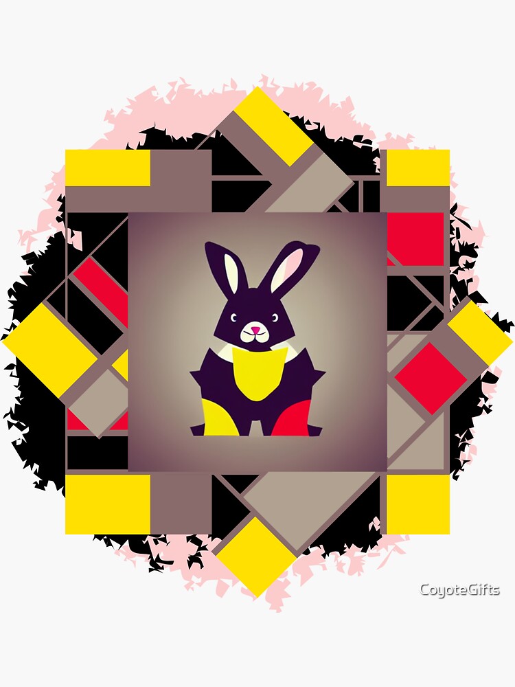 "Cute Bunny in Cubism Style Design" Sticker for Sale by CoyoteGifts ...