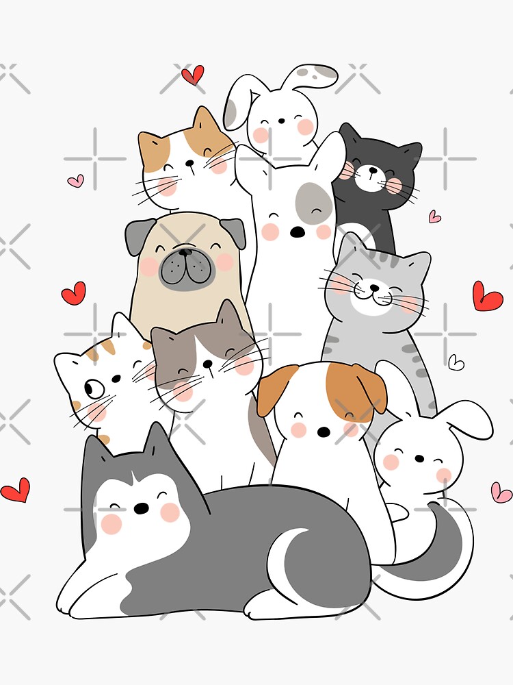 "Blushing Cats" Sticker for Sale by fluffyPawpet | Redbubble