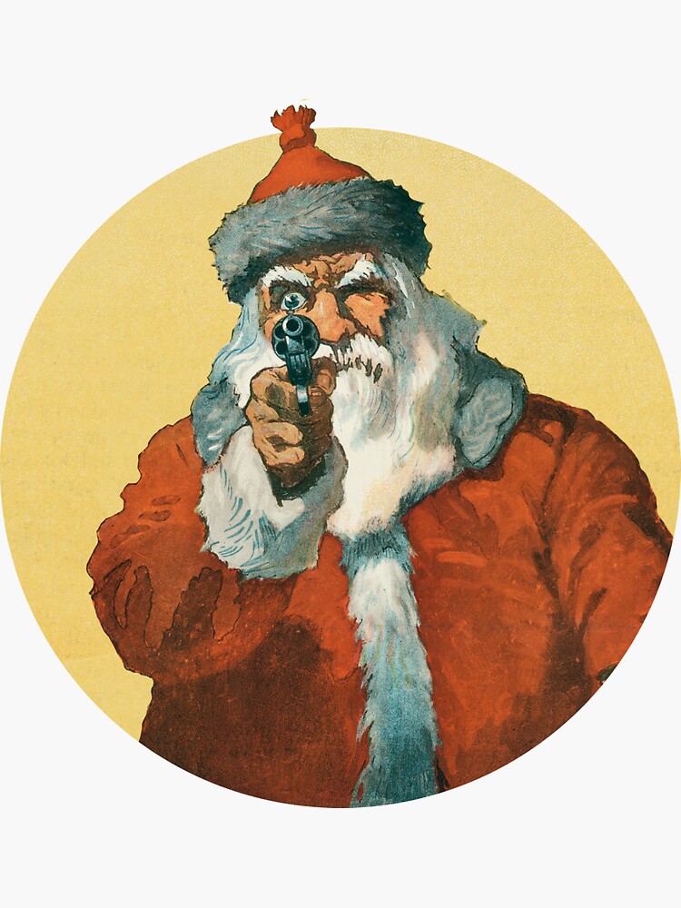 "Vintage Mad Santa with a Gun" Sticker for Sale by geoji | Redbubble
