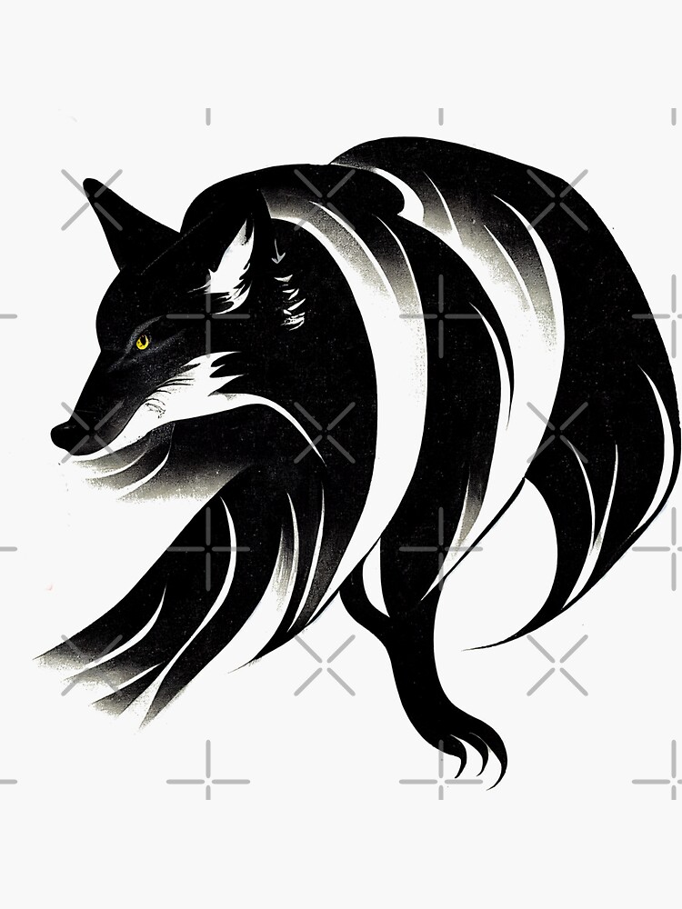 "Calligraphy Wolf Sumi-e Wolf Zen Art Bokuseki Ukiyo-e Wolf Zen Animal ...