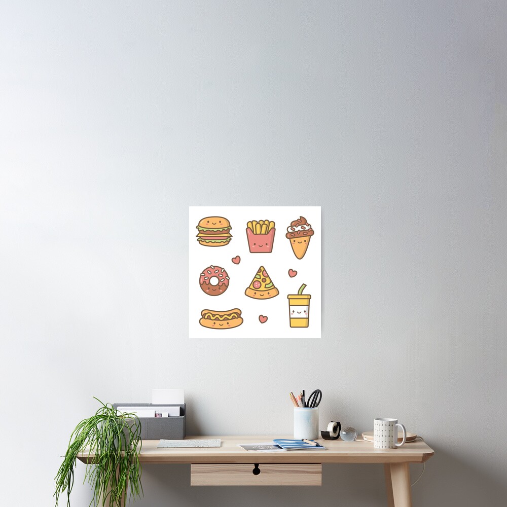 "Kawaii Love Junk Food Doodles" Poster by rustydoodle | Redbubble