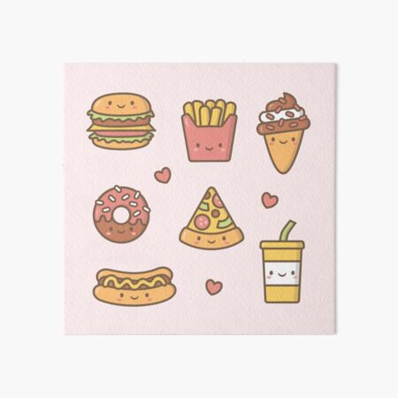 "Kawaii Love Junk Food Doodles" Art Board Print by rustydoodle | Redbubble