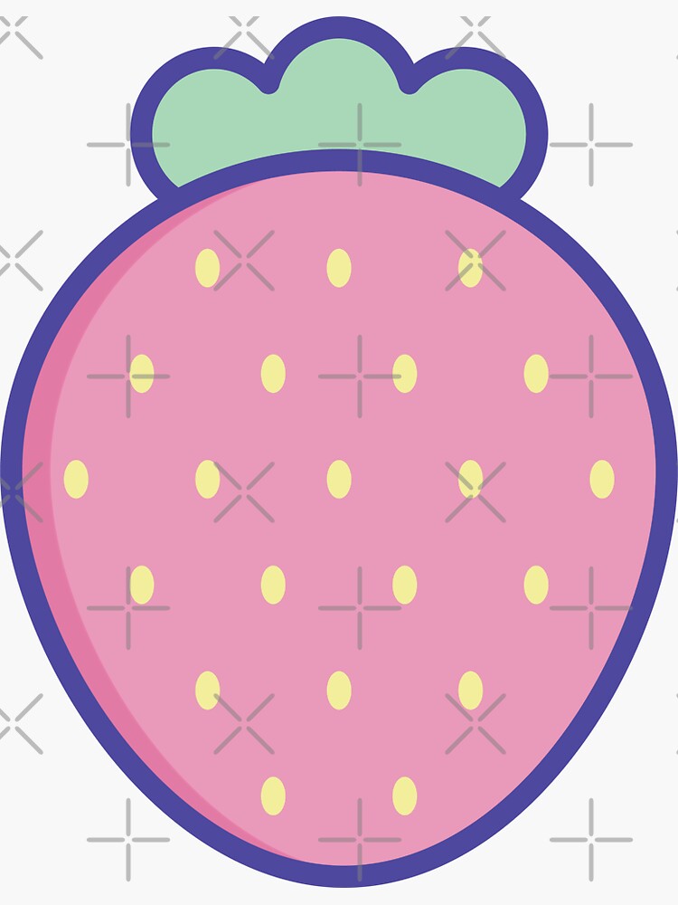 "Cute Pink Strawberry" Sticker for Sale by MeggieNic | Redbubble