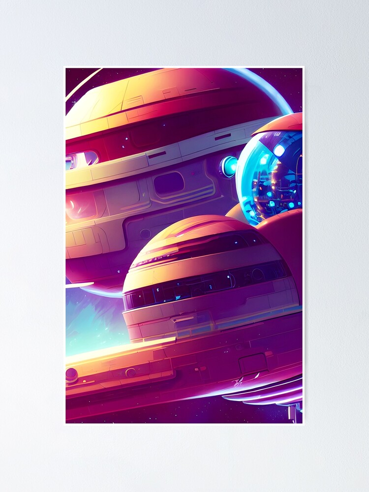 "Outer Space Concert Hall From Afar - Futuristic Graphic Art" Poster ...