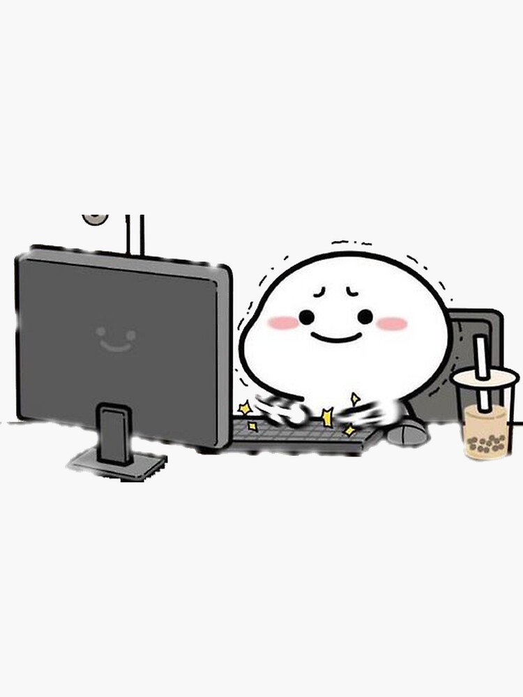 "Quby Pentol Try Hard At Work" Sticker for Sale by malconerh | Redbubble