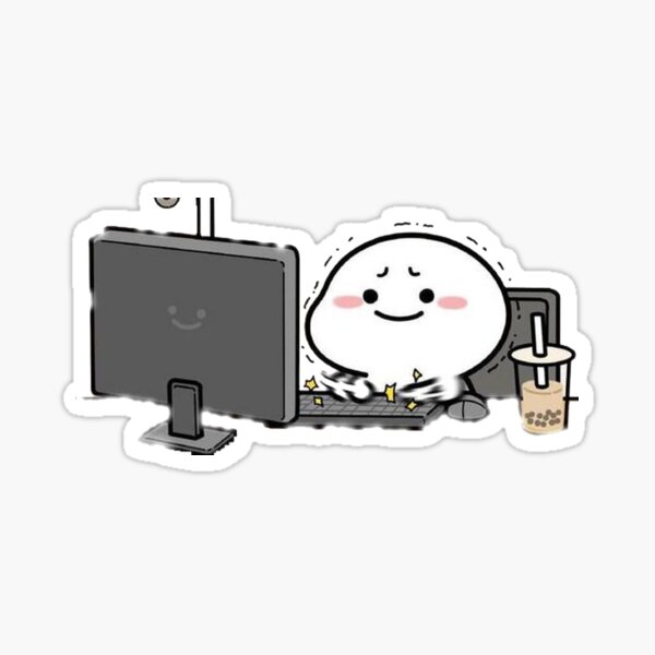 "Quby Pentol Try Hard At Work" Sticker for Sale by malconerh | Redbubble