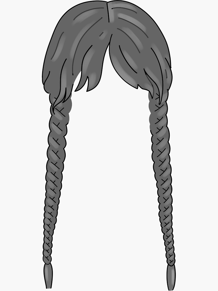"Black Plaited Wednesday Hair" Sticker for Sale by Cassapillar | Redbubble