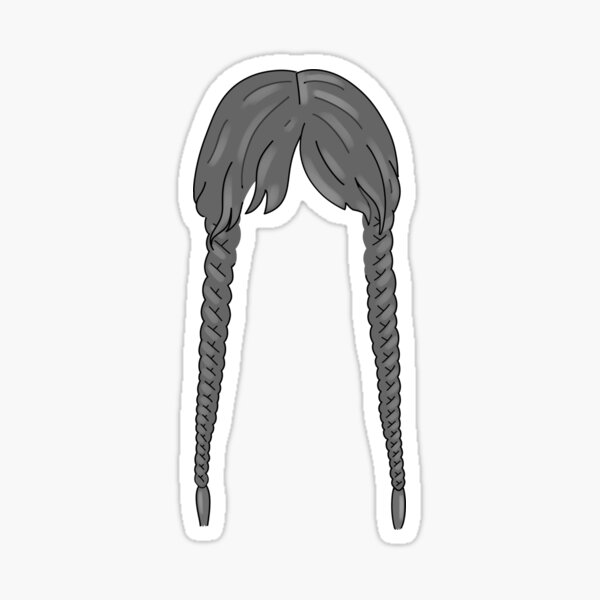 "Black Plaited Wednesday Hair" Sticker for Sale by Cassapillar | Redbubble