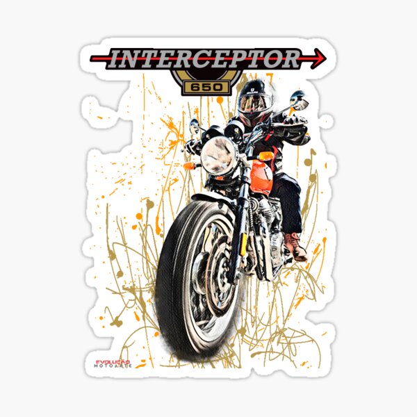"Interceptor Royal 650 Vintage Rider" Sticker for Sale by Evomotoarte ...