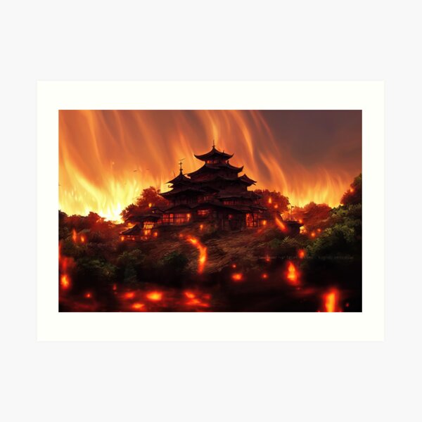 "Temple on Fire - 4K Wallpaper Landscape of Volcano Lava Fire and ...