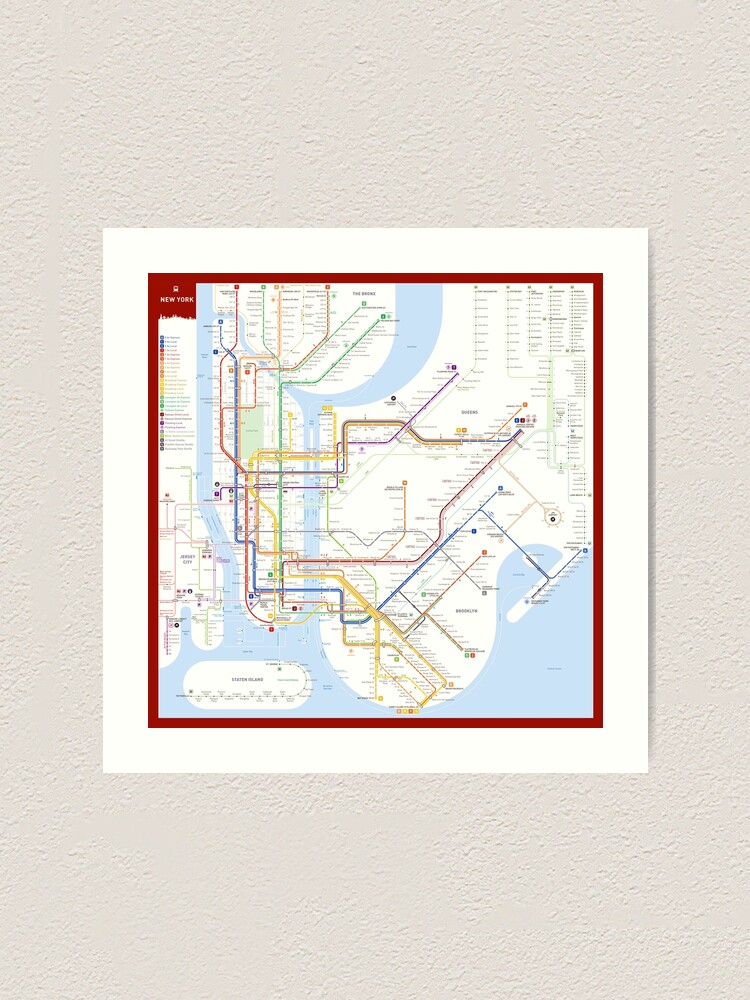 "" USA: 2020/today New York - rail network map ..." Art Print for Sale ...