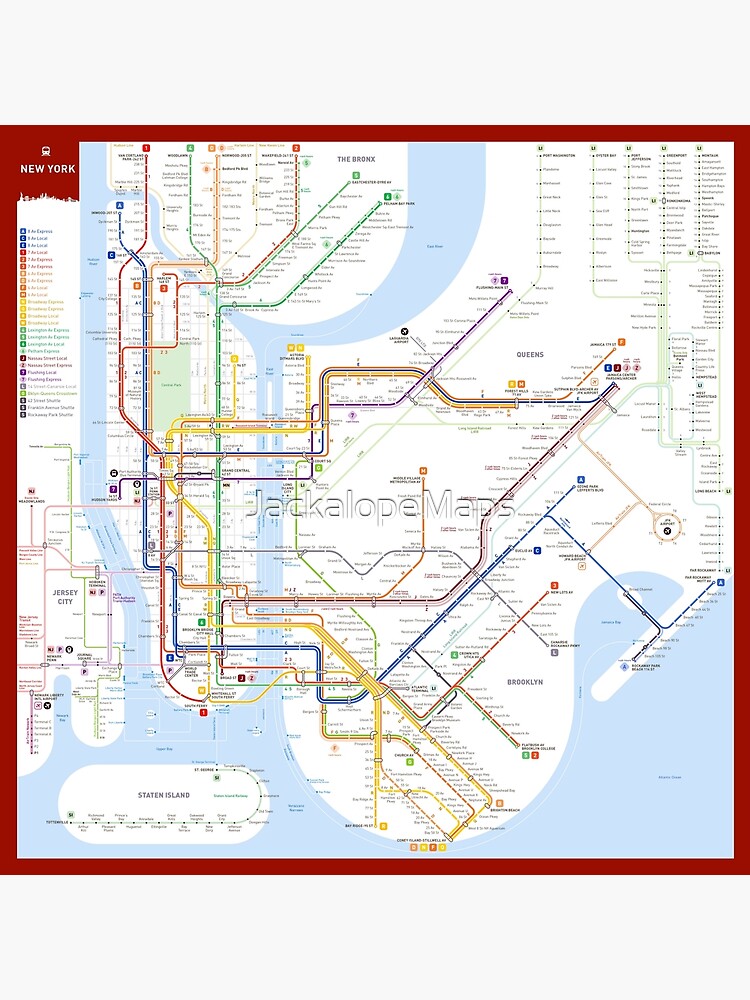 "" USA: 2020/today New York - rail network map ..." Art Print for Sale ...