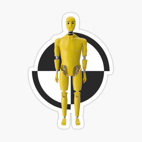 "Crash Test Dummy Yellow Man Testing Car Crash" Sticker for Sale by ...