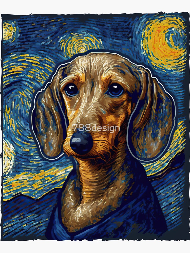 "Dachshund dog portrait by Vincent Van Gogh" Sticker for Sale by ...