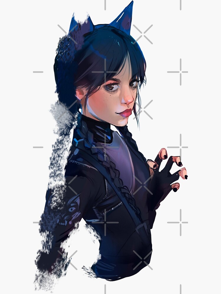 "Wednesday Addams Cartoon" Sticker for Sale by brasevko | Redbubble