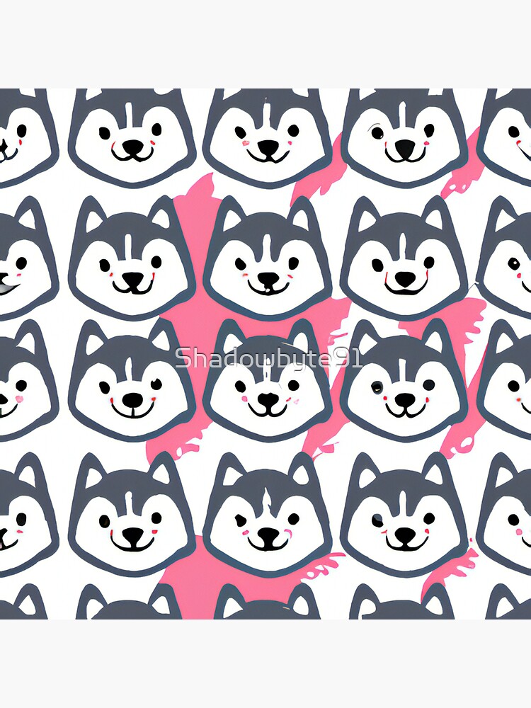 "Siberian Husky Pattern Kawaii" Sticker for Sale by Shadowbyte91 ...