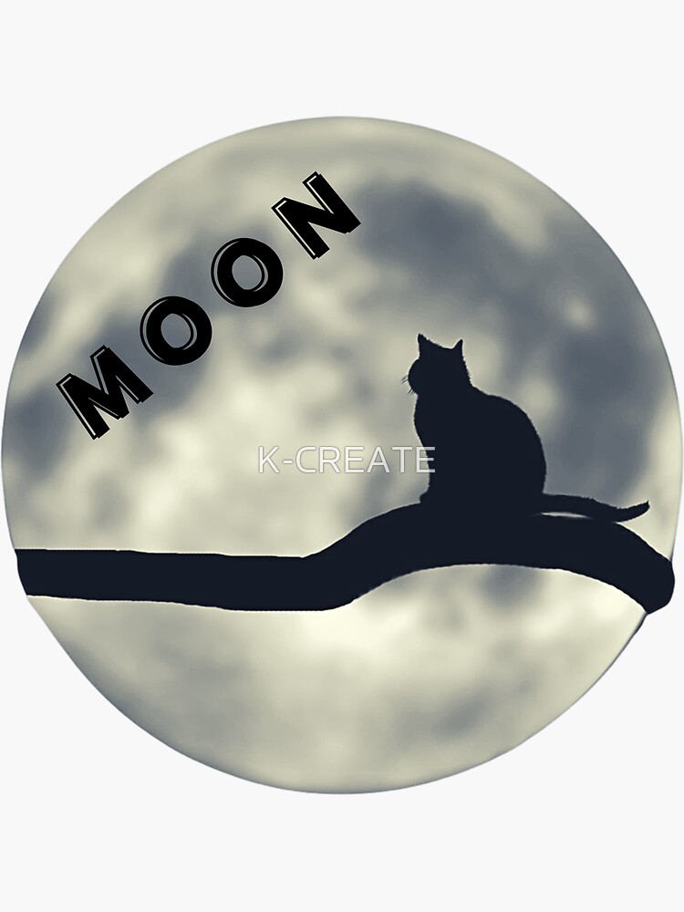 "Moon and cat" Sticker for Sale by K-CREATE | Redbubble