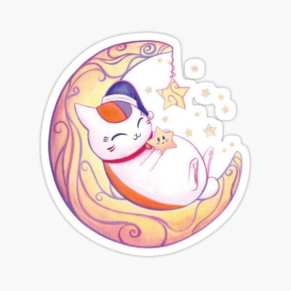 "Nyanko ft Starry starry night" Sticker by JUNTWEI | Redbubble