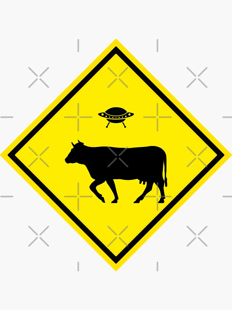 "UFO cow road sign" Sticker for Sale by nikolaiart | Redbubble