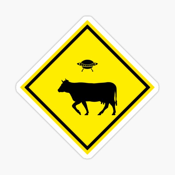 "UFO cow road sign" Sticker for Sale by nikolaiart | Redbubble