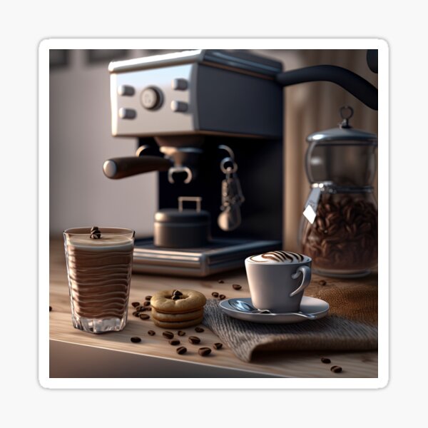 "coffee latte and cappuccino vintage espresso machine staged" Sticker ...