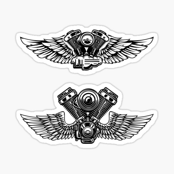 "Motorcycle twin engine with wings" Sticker for Sale by Sticker-Palace ...