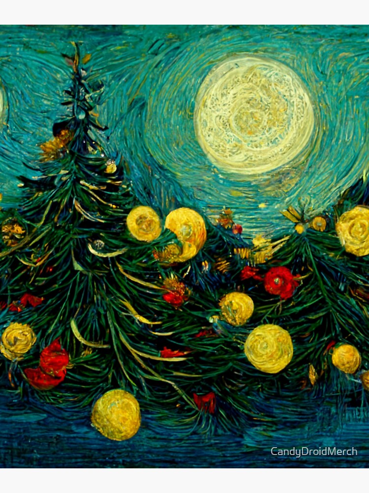 "Van Gogh Christmas Painting Starry Night Remake" Sticker for Sale by ...