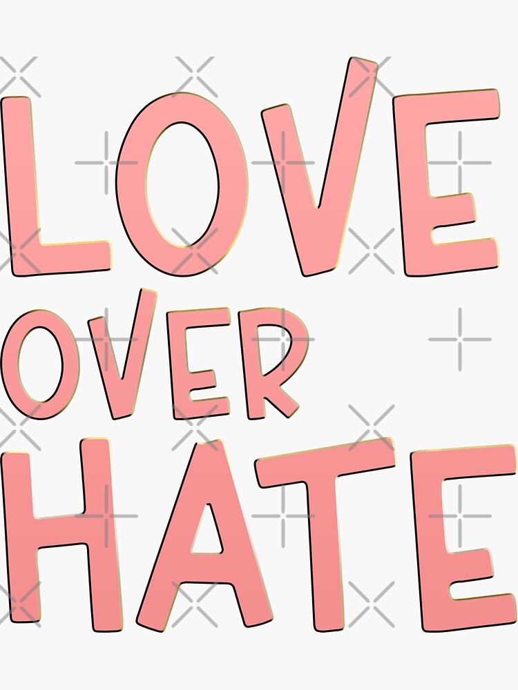 "Love Over Hate Pastel Pink Sans Serif Typography Inspirational Quote ...