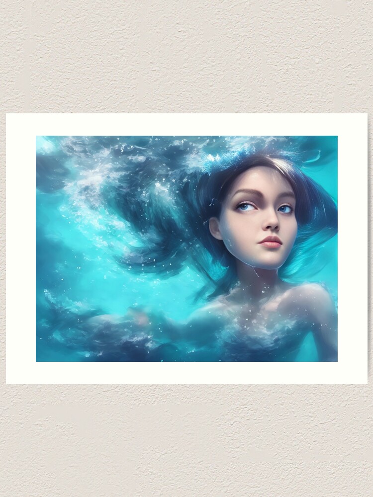 "Portrait of the Goddess of the Ocean Underwater. Fae, mermaid, genie ...