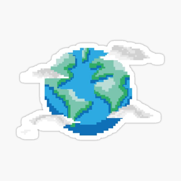 "earth with clouds pixel art" Sticker for Sale by Pixelart-Mary | Redbubble