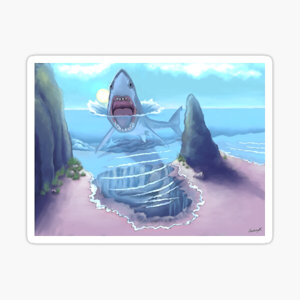 "Giant Shark Attack" Sticker for Sale by KielczykDesign | Redbubble