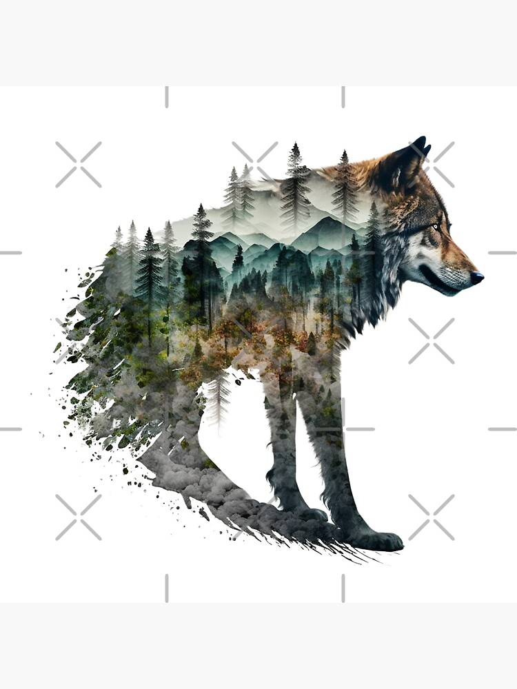 "Double exposure wolf" Poster for Sale by Mirochan80 | Redbubble