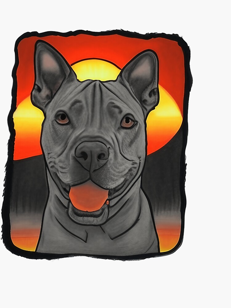 "Retro Sunset Pit Bull" Sticker for Sale by Alex-JuJu | Redbubble