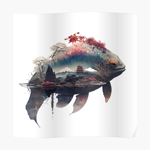 "Double exposure japanese koi" Poster for Sale by Mirochan80 | Redbubble