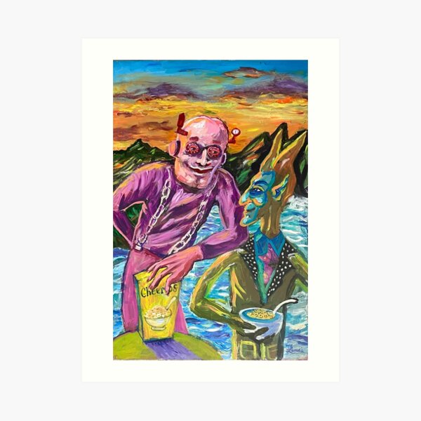 Frankenberry And Count Chocula Eat Cheerios Art Print For Sale By Landisexpandis Redbubble