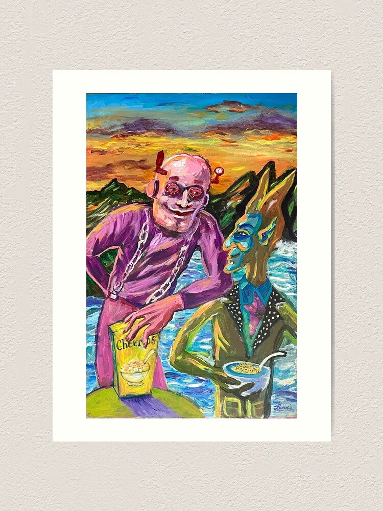 Frankenberry And Count Chocula Eat Cheerios Art Print For Sale By Landisexpandis Redbubble