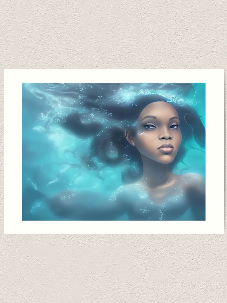 "Portrait of the Goddess of the Ocean Underwater (Black-African skin ...