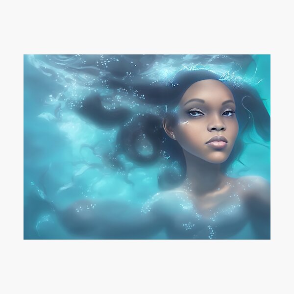 "Portrait of the Goddess of the Ocean Underwater (Black-African skin ...