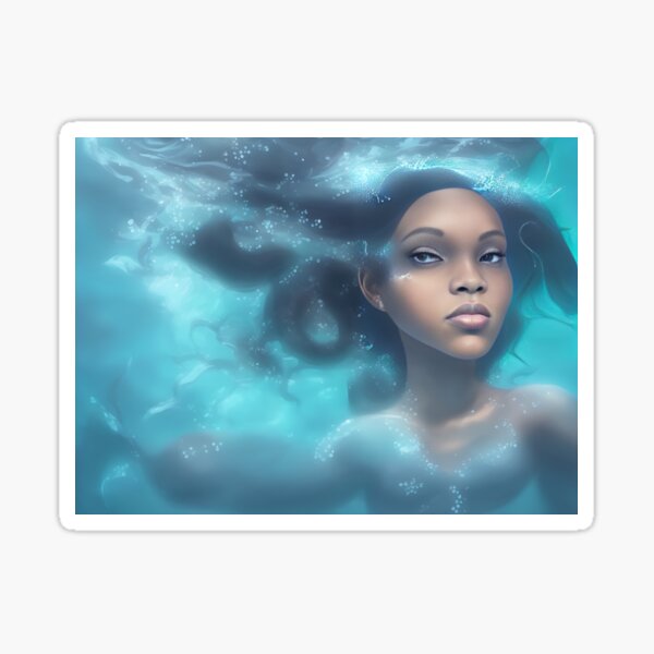 "Portrait of the Goddess of the Ocean Underwater (Black-African skin ...