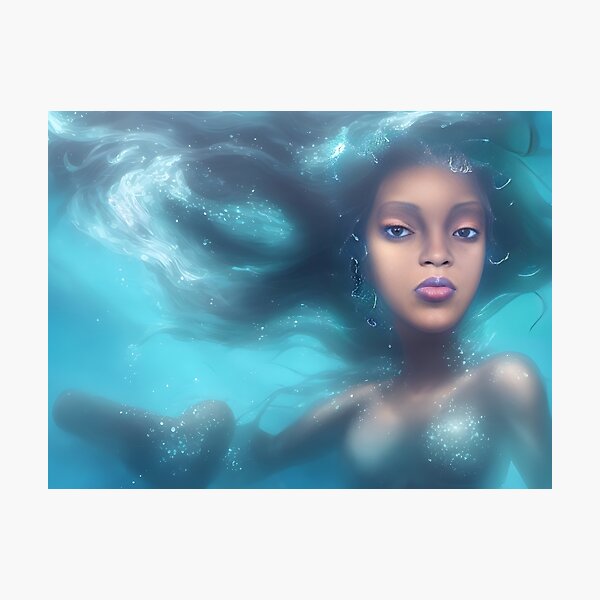 "Portrait of the Goddess of the Ocean Underwater (Black-African skin ...