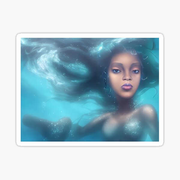 "Portrait of the Goddess of the Ocean Underwater (Black-African skin ...