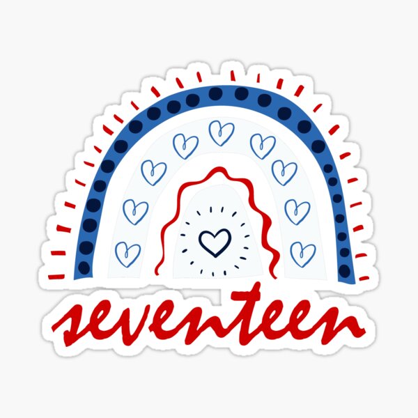 "Seventeen Year Old Seventeenth Birthday Cute Fun Doodle Boho Rainbow ...