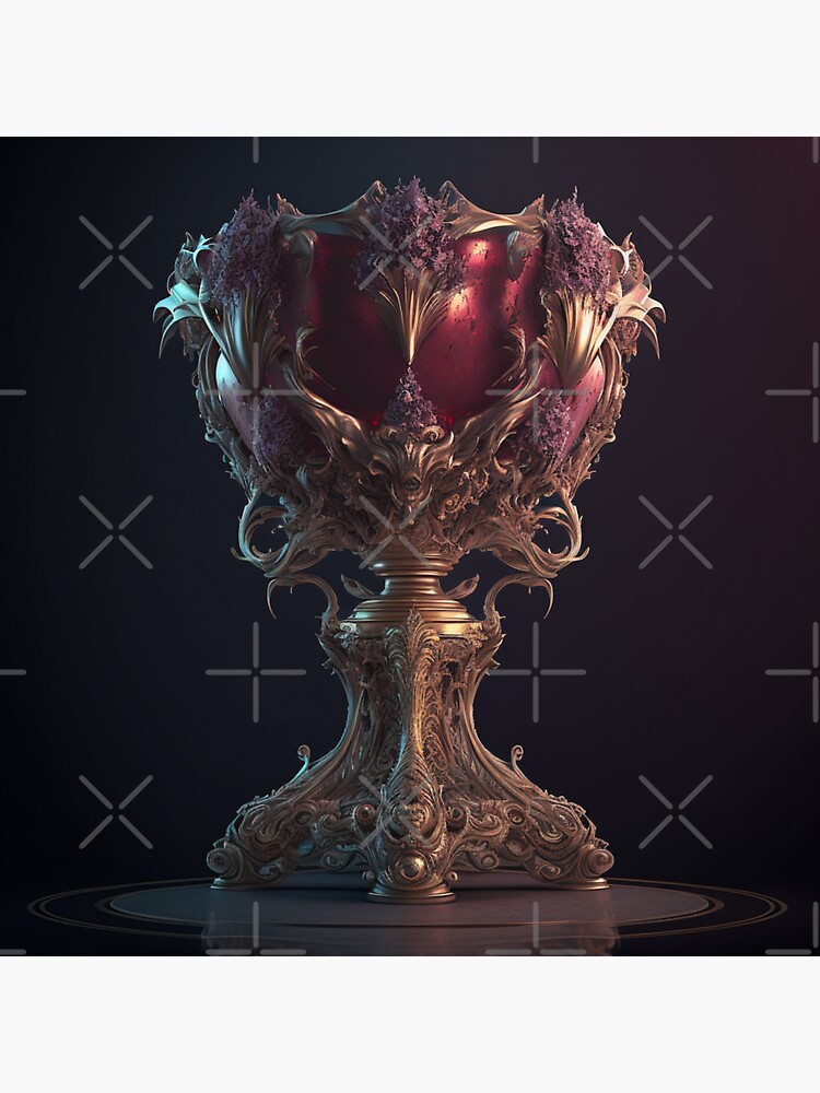 "A Giant Red Beryl Chalice Statue - Gold Engraving" Sticker for Sale by ...