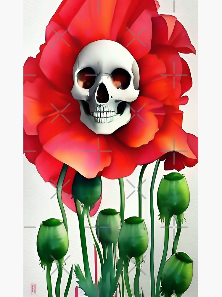 "Cool skull and pretty poppies" Sticker for Sale by ZiolaRosa | Redbubble
