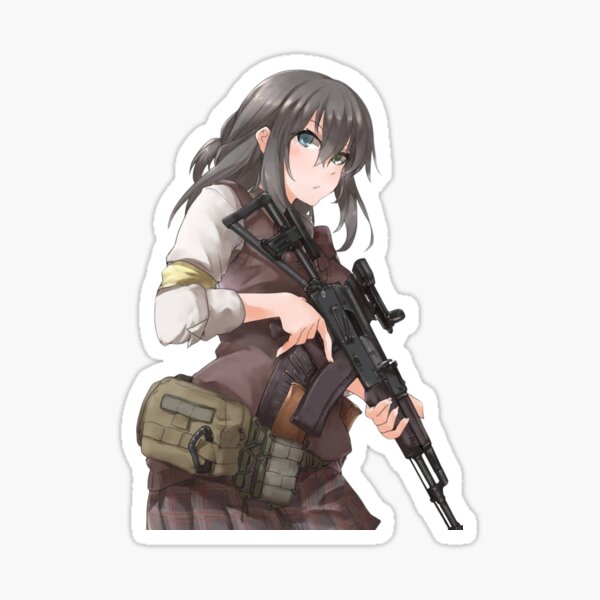 "Anime Girl Gun" Sticker for Sale by kittiescuties | Redbubble