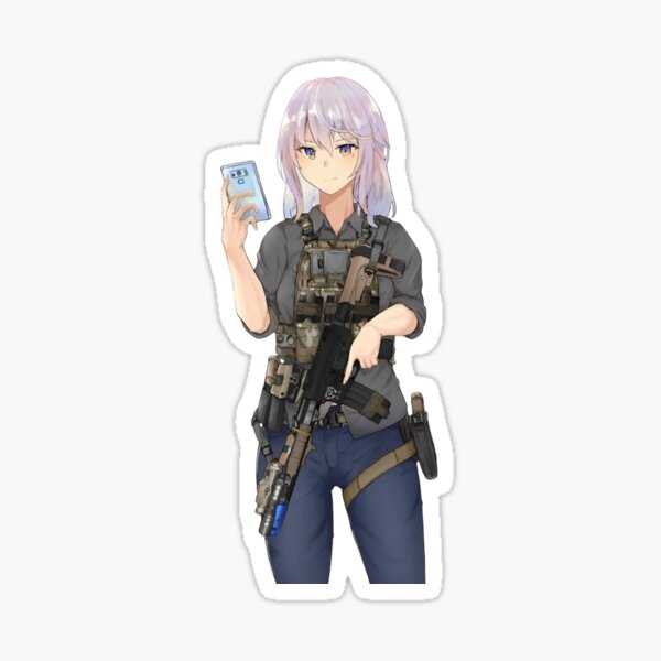"Military Anime Girl" Sticker for Sale by kittiescuties | Redbubble